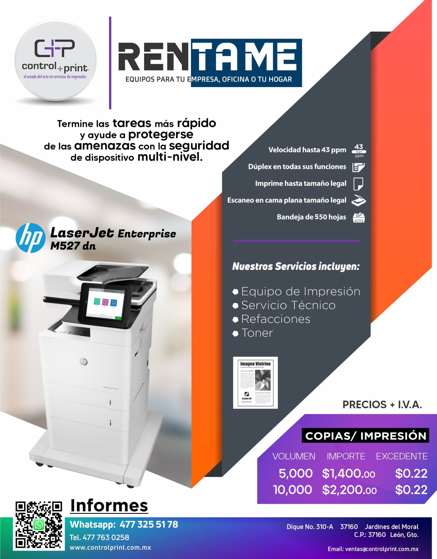 Multifuncional HP LaserJet Enterprise MFP M527dn / ‎F2A76A#BGJ ...